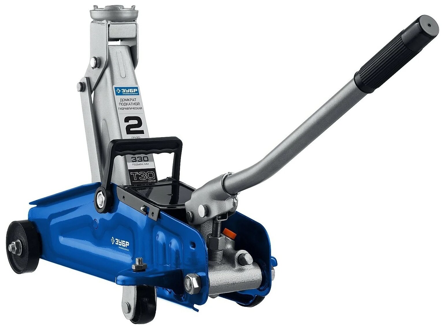 Домкрат подкатной гидравлический ЗУБР Профессионал Т-30 синий 2 т
