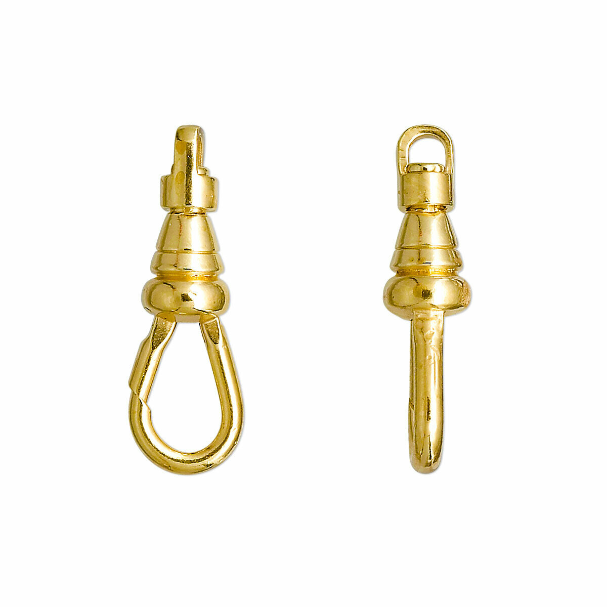 Застежка, 26х8мм, карабин удлиненный, с вращающимся кольцом, базовый материал - латунь, позолоченный, 1 шт.