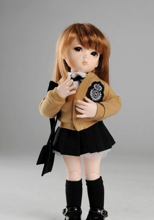 Костюм Dollmore Petit School Uniform For Girl Set (Школьная форма черно-бежевая для кукол Доллмор 26 см)