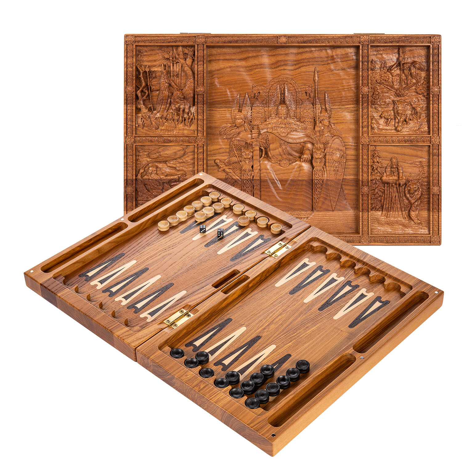 0059673/62-24 нарды из массива мореного ясеня "славянские" дорожные 36*46см