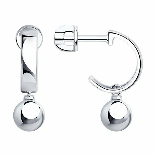 Серьги пусеты, серебро, 925 проба, родирование