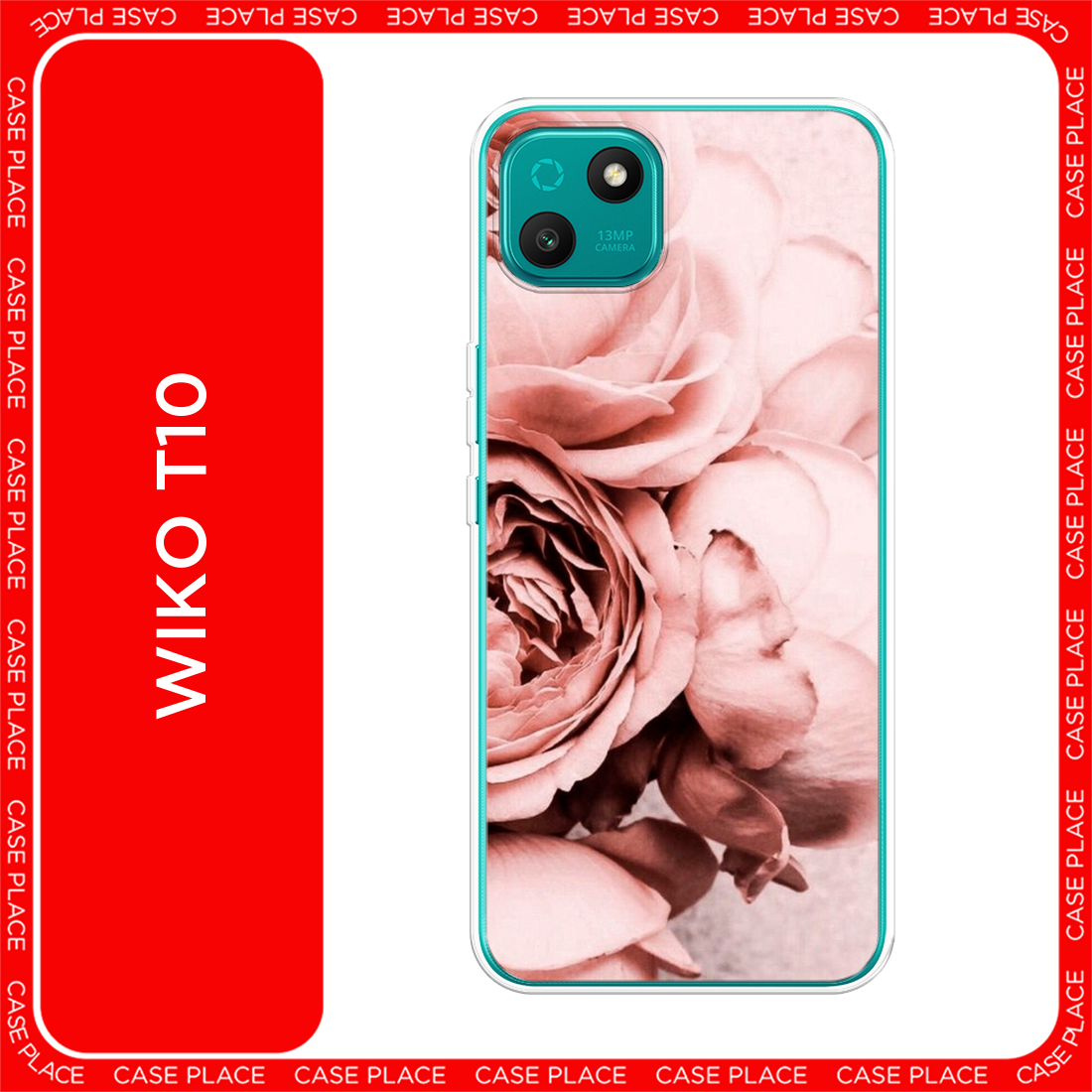 Чехол на Wiko T10 / Вико Т10 с принтом Пыльно-розовые пионы