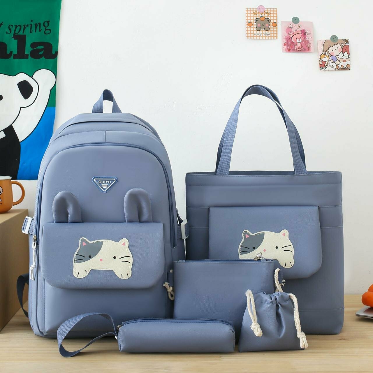 Рюкзак для девочки с комплектом 4 в 1 /Детский пенал, сумки, рюкзак 4 в 1 для подростков девочек кисси1