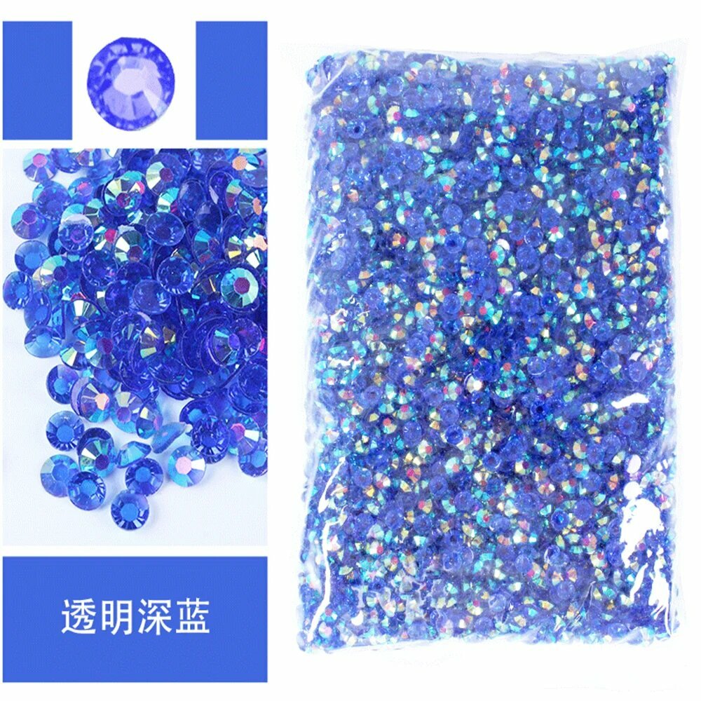 Стразы для ногтей AB цвета 2-6 мм Синий, 3mm 10000pcs, Tm- Blue AB