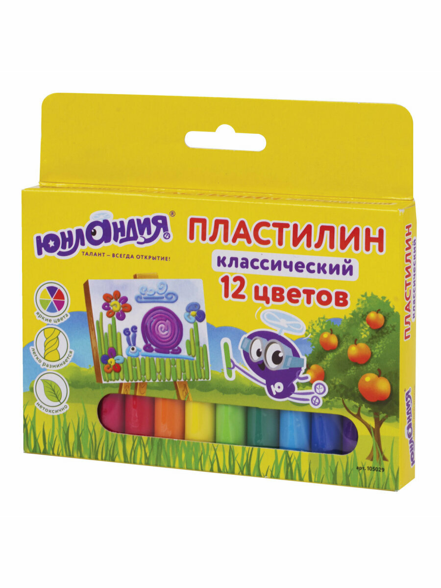 Пластилин классический Юнландия Юнландик-Живописец, 12 цветов, 240 г