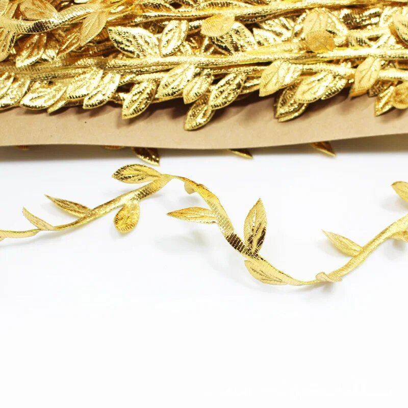 Ленты JING-SDIY из искусственного шелка с листьями 10 м Golden