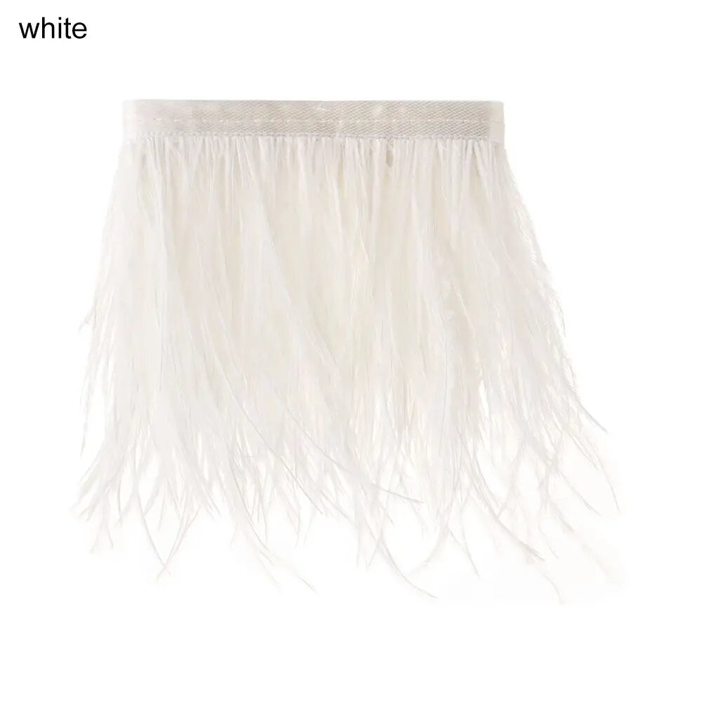 Лента с перьями Страуса 1 метр Белый, white