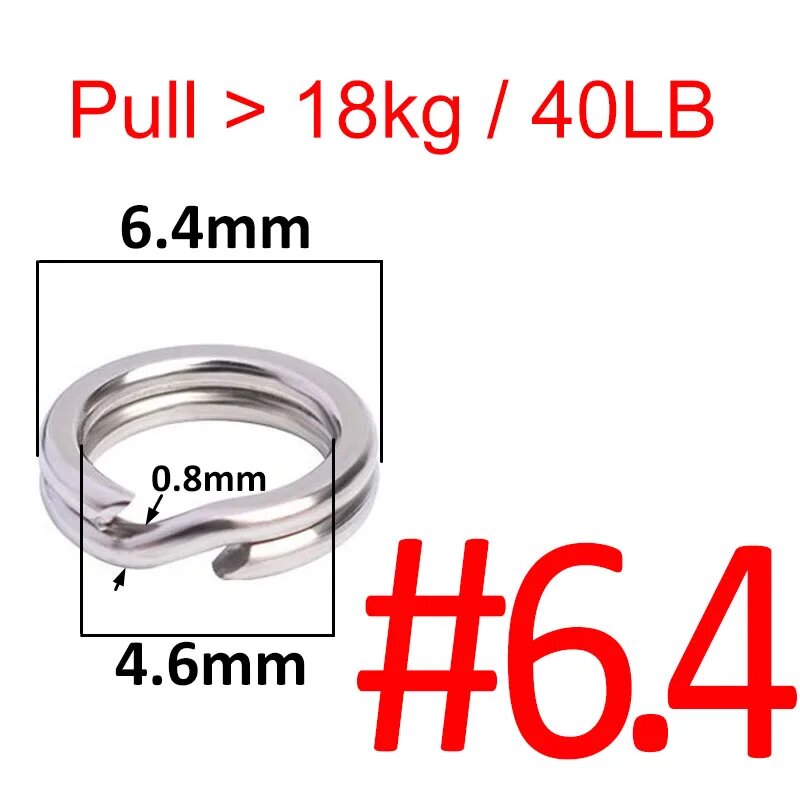Разъемные кольца Facifa 6.4, 50pcs, нержавеющая сталь