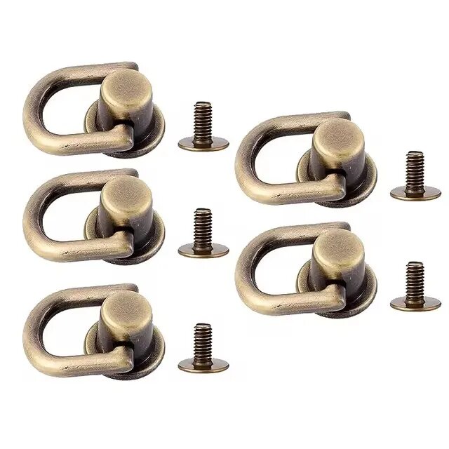 1/5 шт. металлическое D-образное кольцо, ручки для сумки, цепочка, крючок для сумки, боковой зажим, винт, гвоздь, заклепка, ремешок для сумки, разъем, застежка, пряжка, сделай сам, ремесло 5pcs, bronze