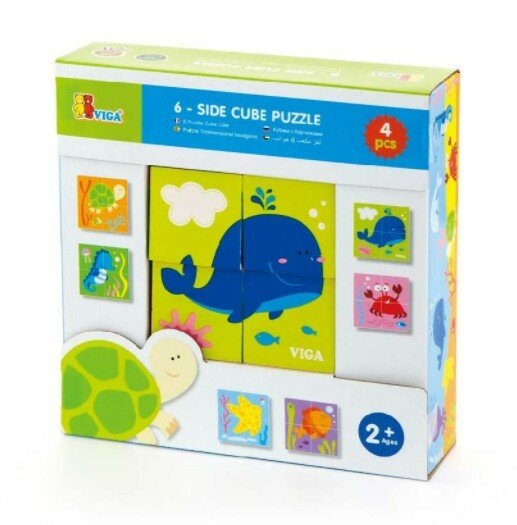 Кубики Viga Подводный мир, 4 элемента, в коробке VG50161
