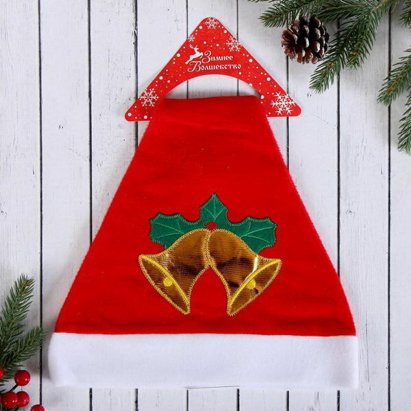 Колпак новогодний "Рождественские колокольчики" 28*36 см, тематика праздника: новый год