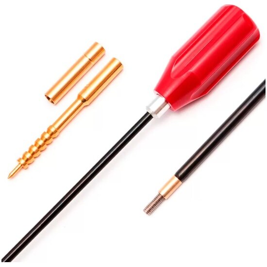 Шомпол Dewey к. .22 (5,6-6,8мм), L=91см, папа 8/36, сталь+оплетка, рукоять - плаcтик, подшипник +вишер+переходник