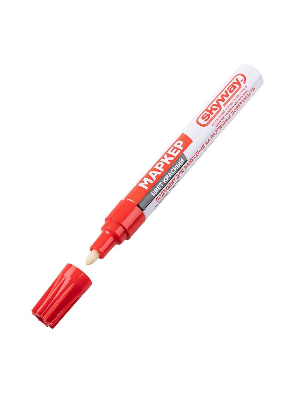 Маркер "SKYWAY" (универсальный, наконечник из фетра, красный)