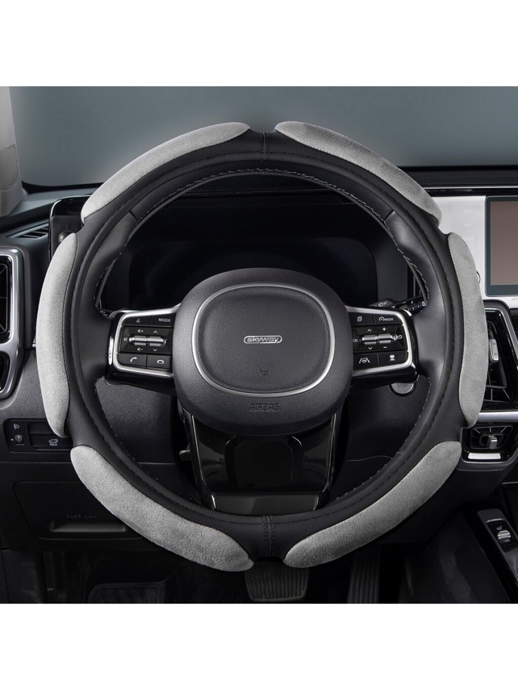 Оплётка руля Skyway Sponge classic Эко кожа серый, черный M