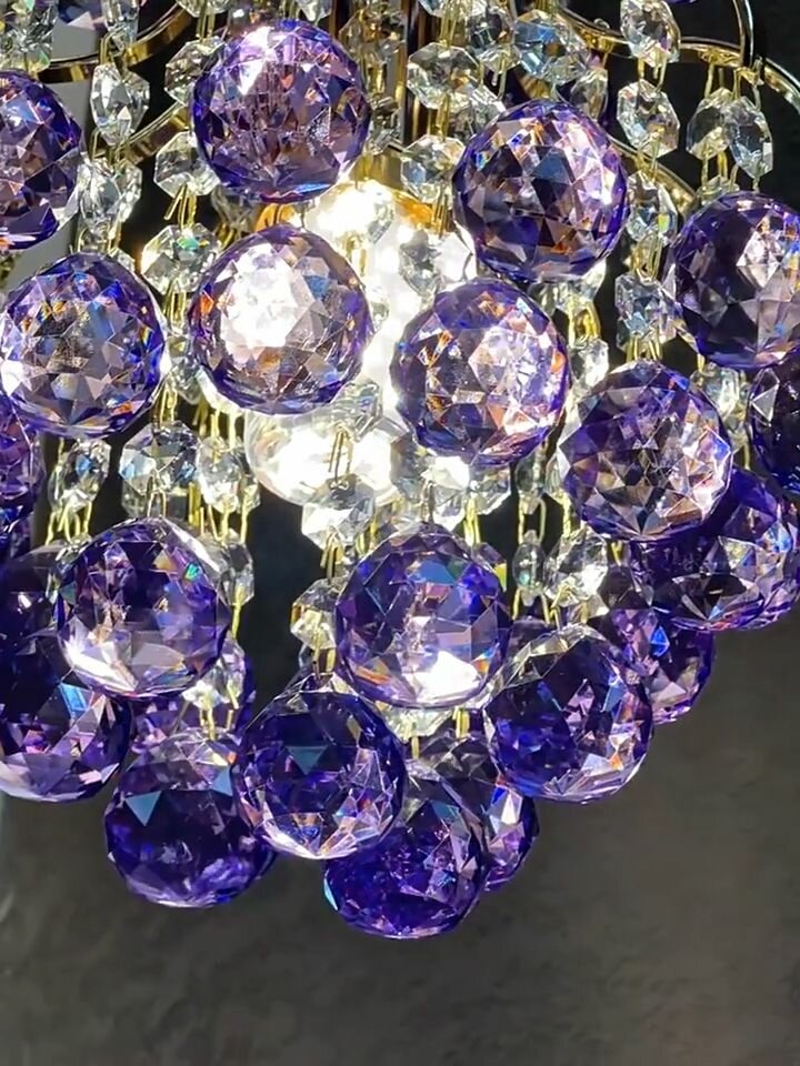 Люстра Фиолетовые кристаллы", E14, LED, три цвета света， 23см — фото 1