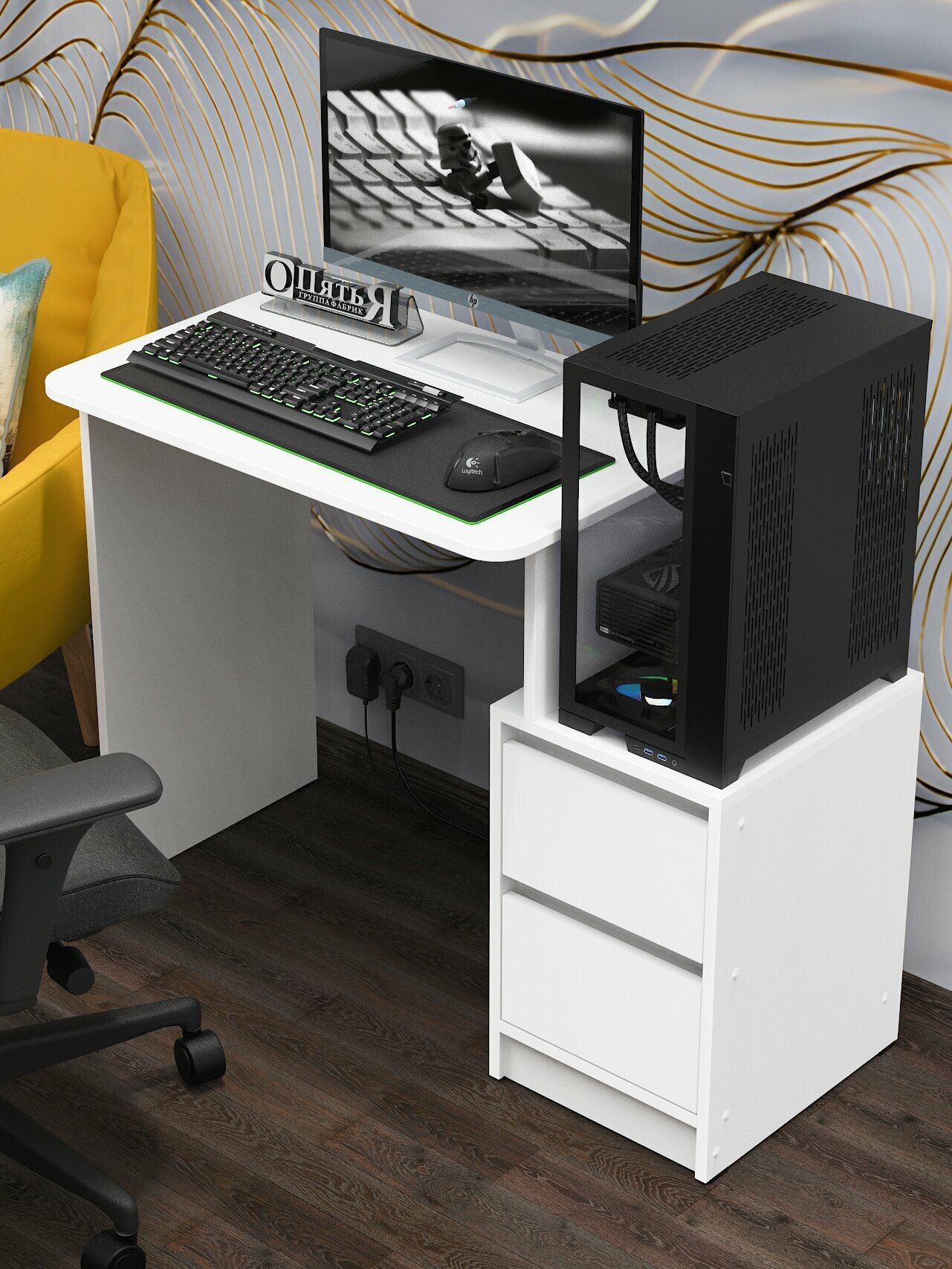 Стол письменный компьютерный для школьника с ящиками, рабочий, для маникюра