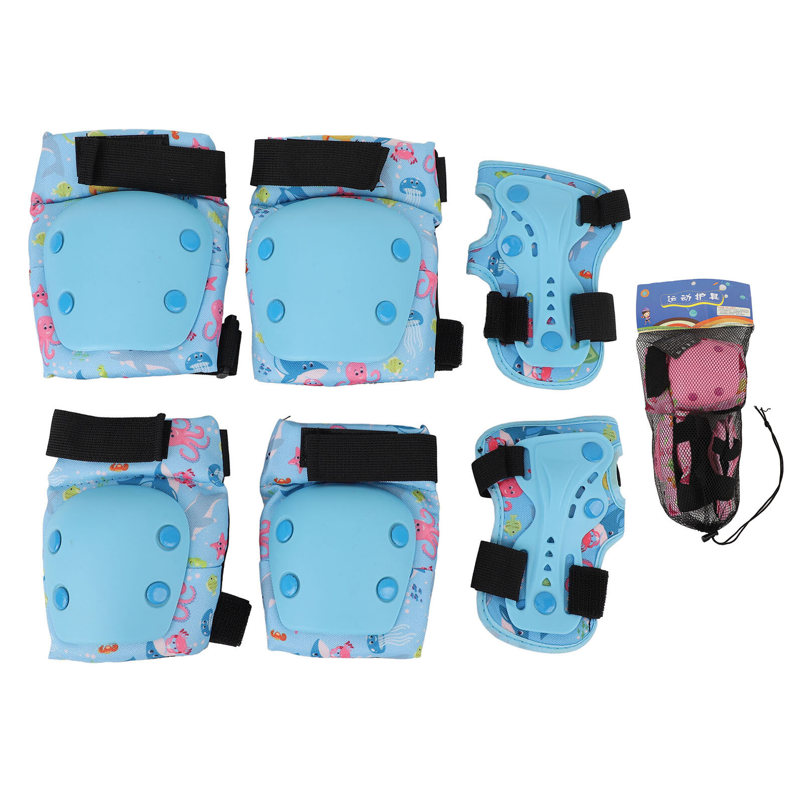 Детский защитный комплект, регулируемые наколенники, налокотники, защита запястья для детей весом 10-22,5 кг, самокатов, велоспорта, катания на коньках, синий