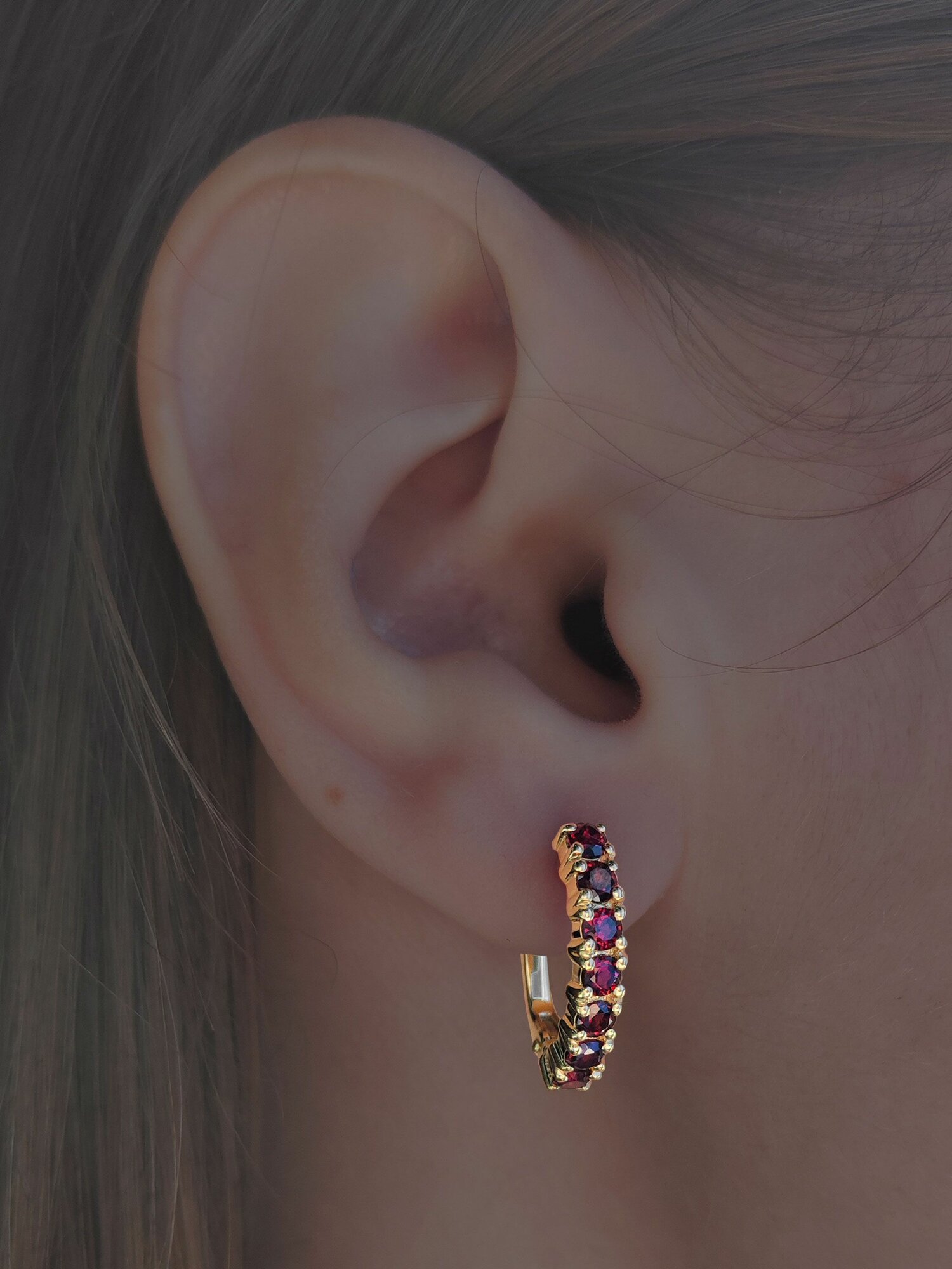 Серьги, серебро, 925 проба, гранат