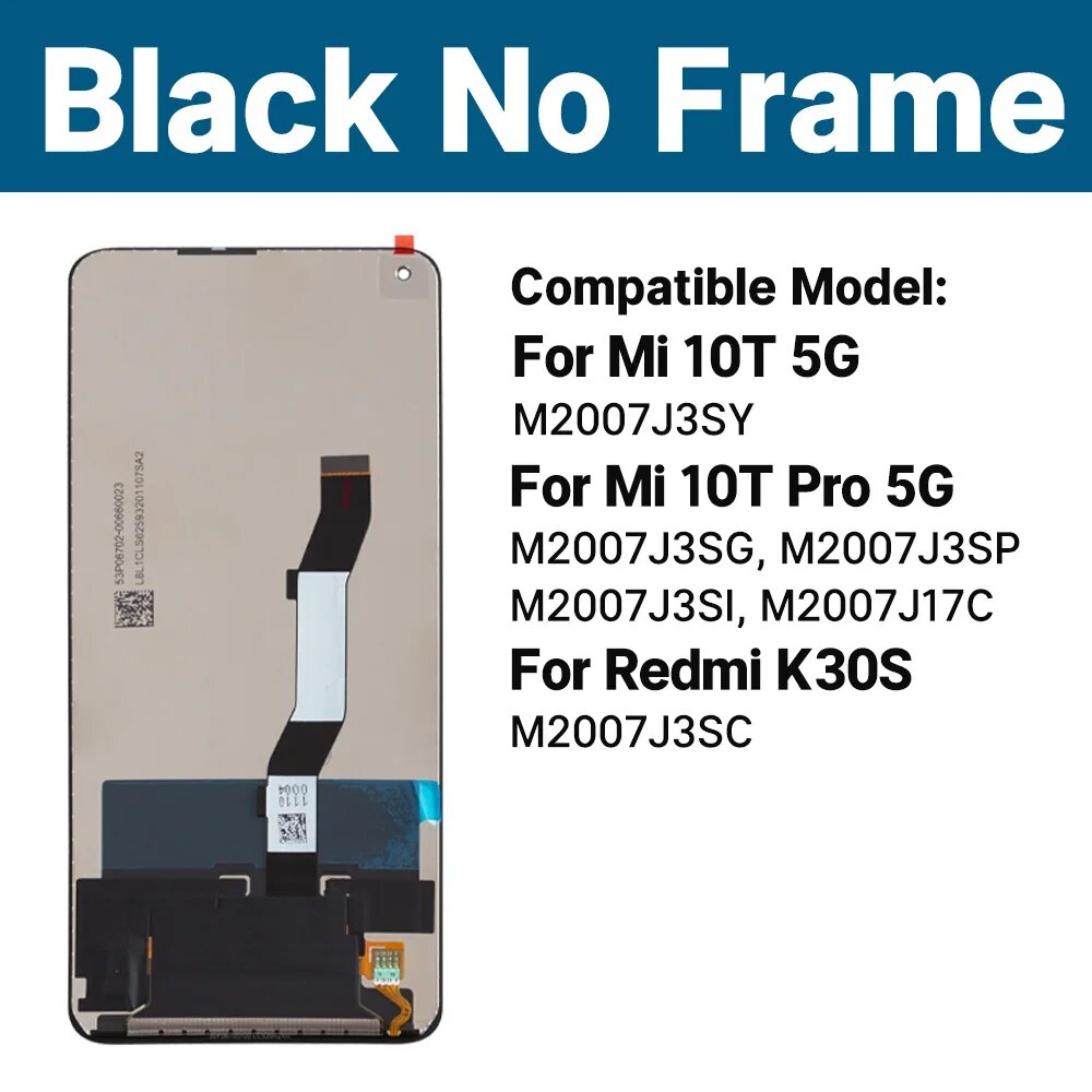 ЖК-дисплей для Xiaomi Mi 10T Pro 5G Black No Frame