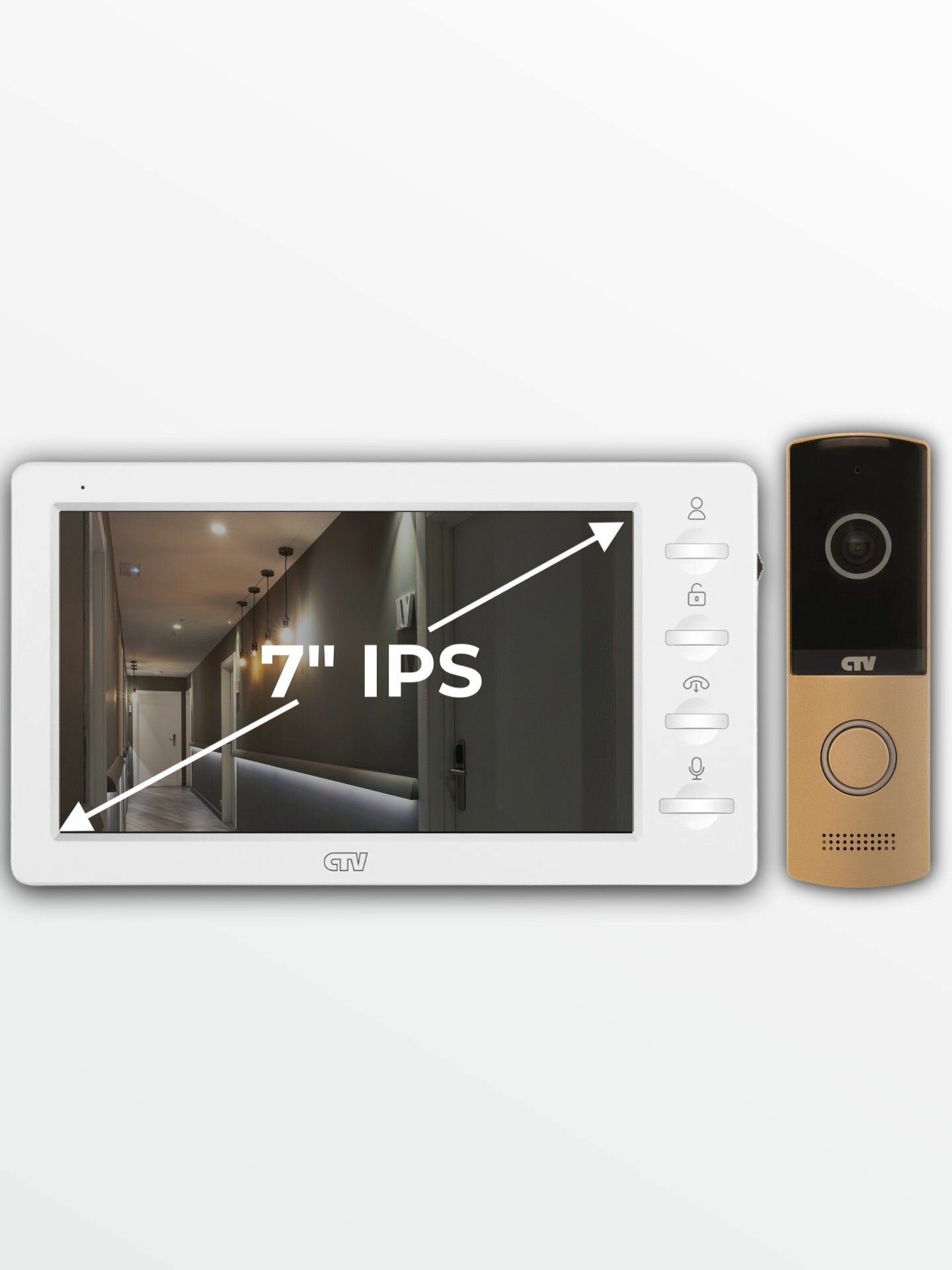 Комплект видеодомофон для квартиры: аналоговый монитор 7" CTV-M3702 Gamma + вызывная панель CTV-D4003NG, для дома или офиса, удаленное открытие замка, подключение к подъездному домофону