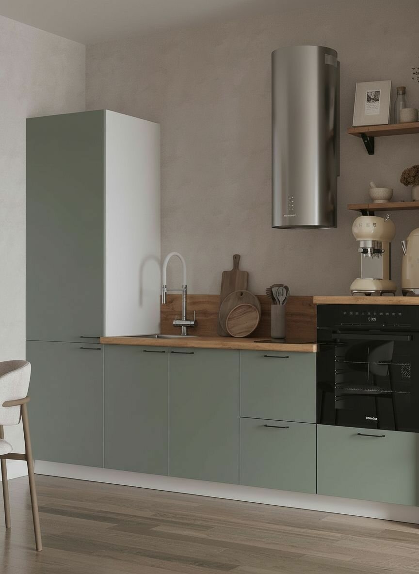 ARNIKA Кухонный гарнитур со столешницей "Дакия" 2,55м х цвет олива (зеленый), 2фасад Эмаль