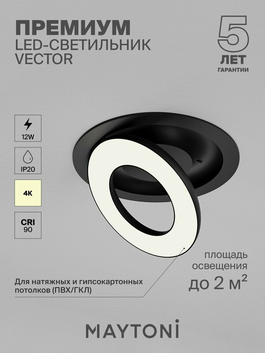 Светильник встраиваемый Maytoni Technical Vector DL102-12W4K-B