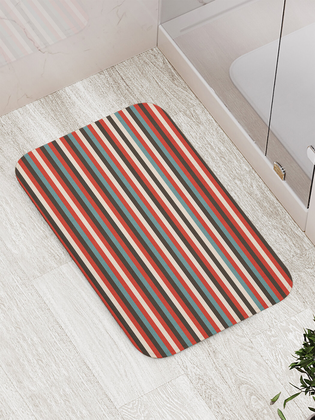 Коврик для ванной комнаты, туалета "Полосатый стиль" противоскользящий, 52х77 см, JoyArty