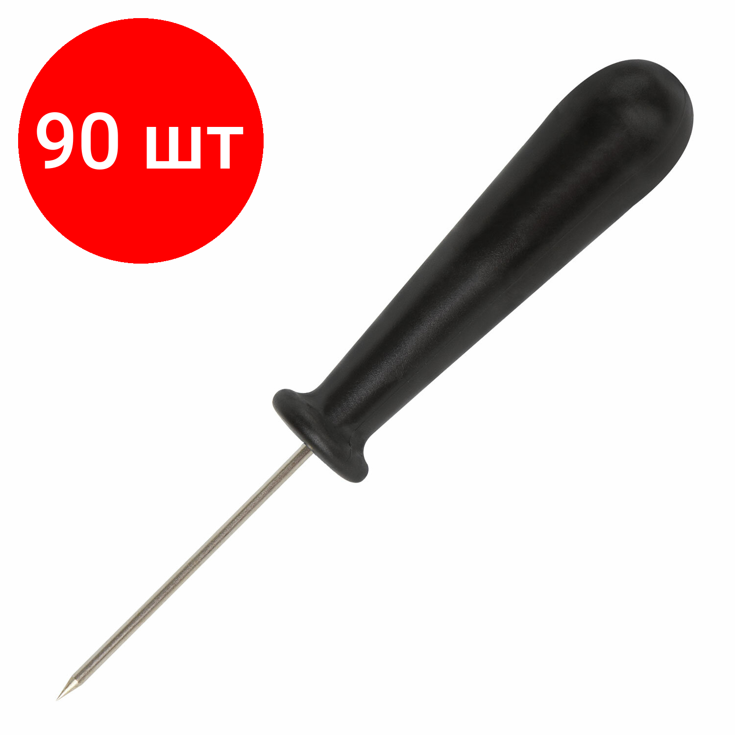Комплект 90 шт, Шило канцелярское, общая длина 150 мм, диаметр иглы 3 мм, ручка черная, блистер, GLOBUS, ШБ-01