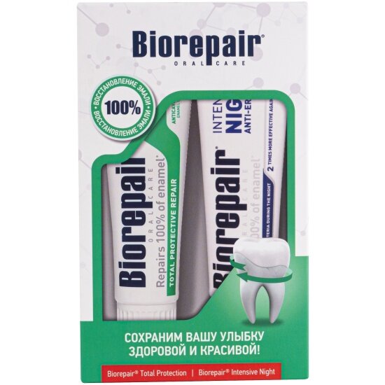 Набор зубных паст Biorepair Total Protective Repair 75 мл + Intensive Night Repair 75 мл