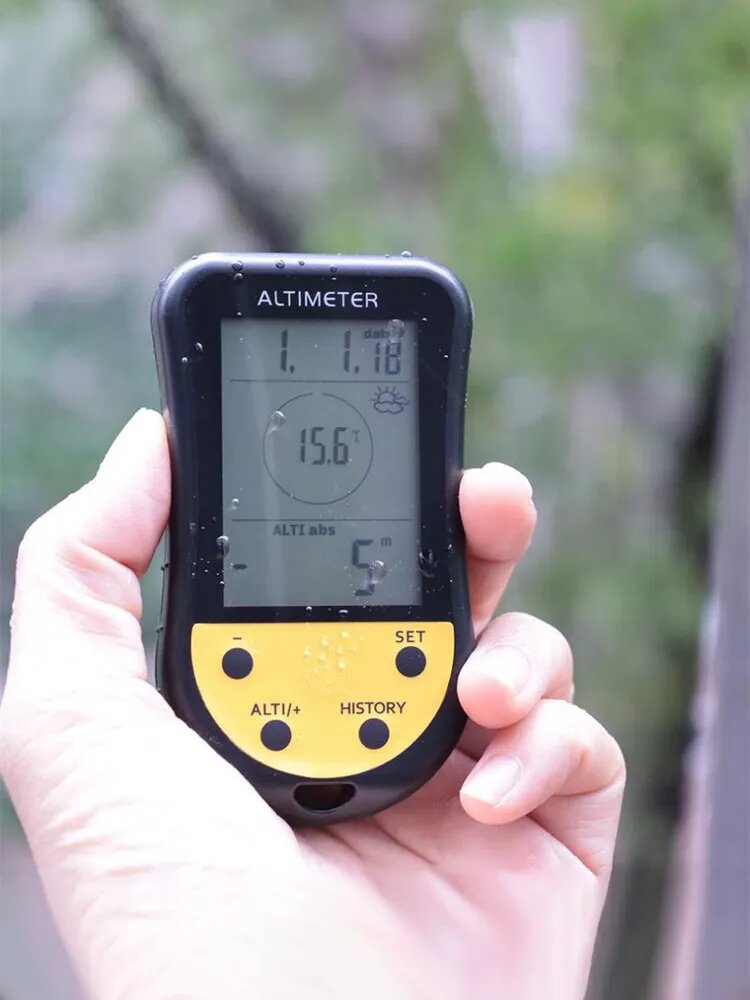 Барометр многофункциональный электронный для рыбалки, совмещает данные о высоте, атмосферном давлении, температуре и прогнозе погоды, черный