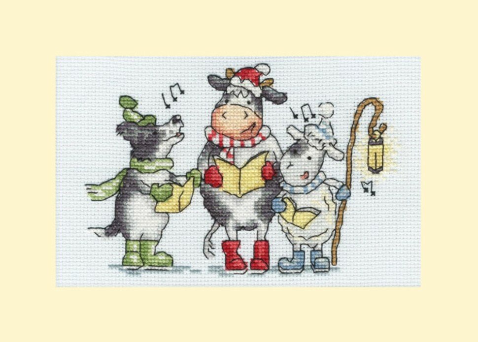 Набор для вышивания Bothy Threads #XMAS74 Woof, Moo, Baa! (Гав, Му, Баа!), Счетный крест, 16 х 10 см