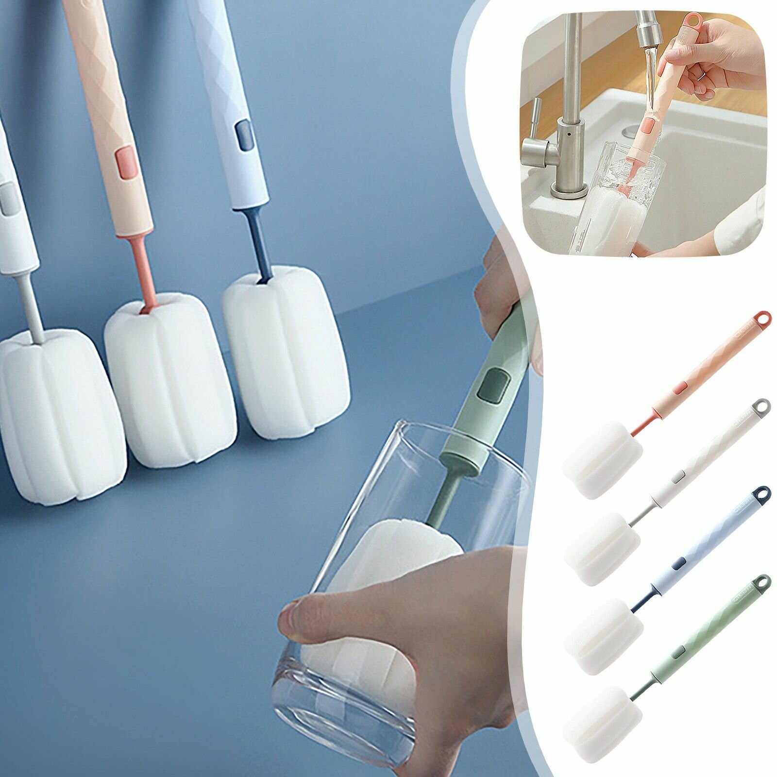 Универсальная щётка-ёршик для чистки кувшинов, банок, термосов и сложной посуды Длинная пластиковая ручка обеспечивает доступ к самому дну, делая её незаменимой для ухода за