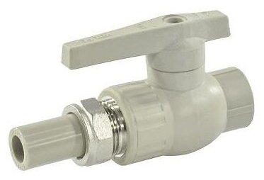 Кран шаровой PP-R полнопроходной серый Дн 25х1" с односторонним разъемным соединением VALFEX 20244025Г
