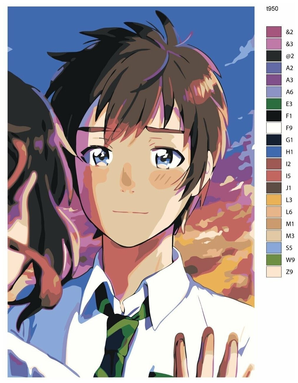 Картина по номерам T950 "Аниме Твое имя. Таки Тачибана и Мицуха Миямизу" 40x60