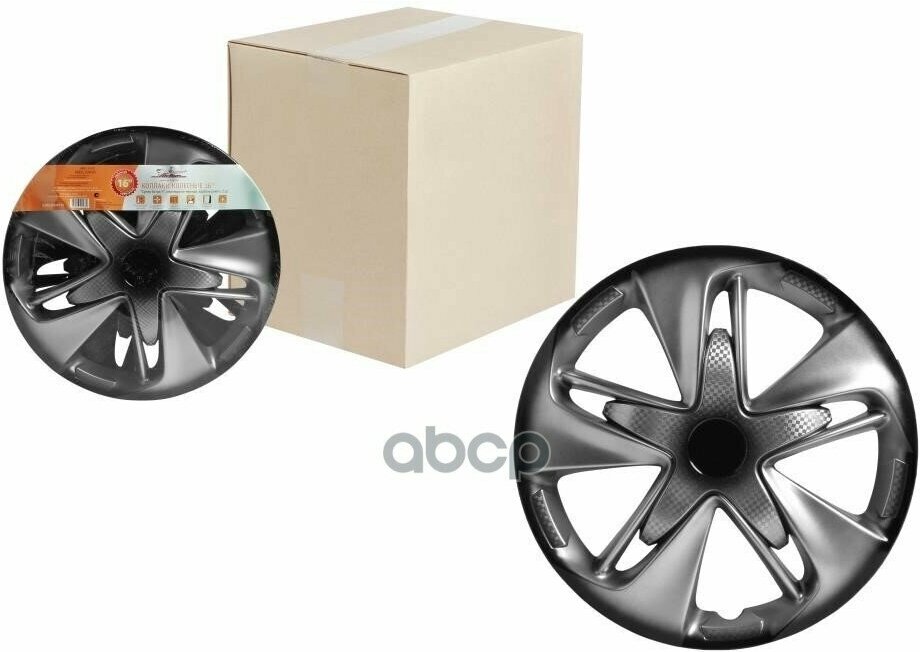 Колпаки колесные 16 Супер Астра +, серебристо-черный, карбон, компл. 2 шт. AIRLINE арт. AWCC1602