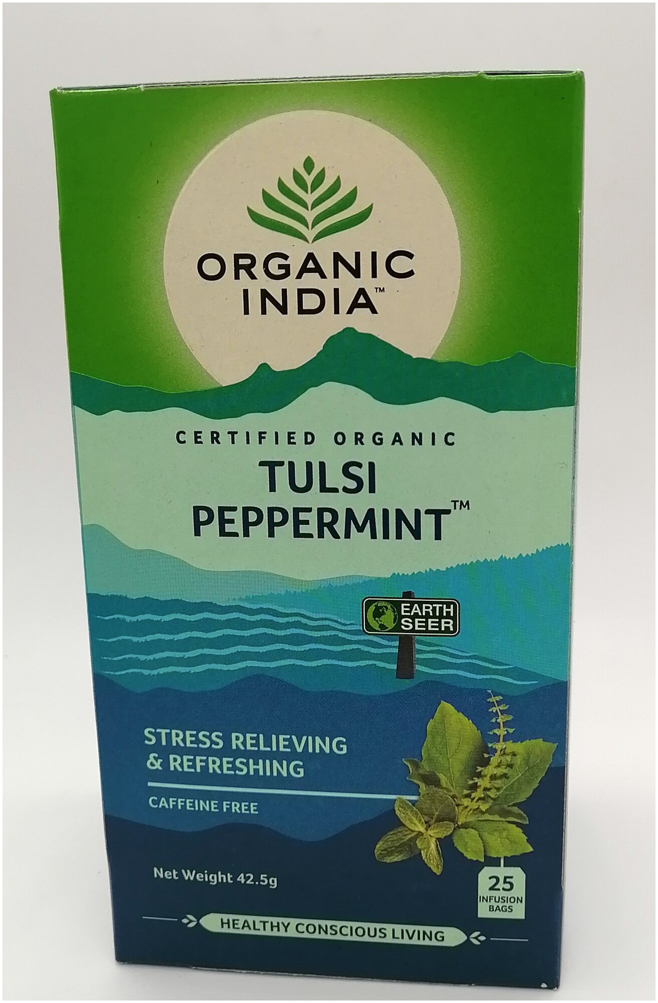 Индийский чайный напиток травяной, т. м. ORGANIC INDIA, Тулси (Базилик) и мята Перечная по 25 пакетиков в пачке
