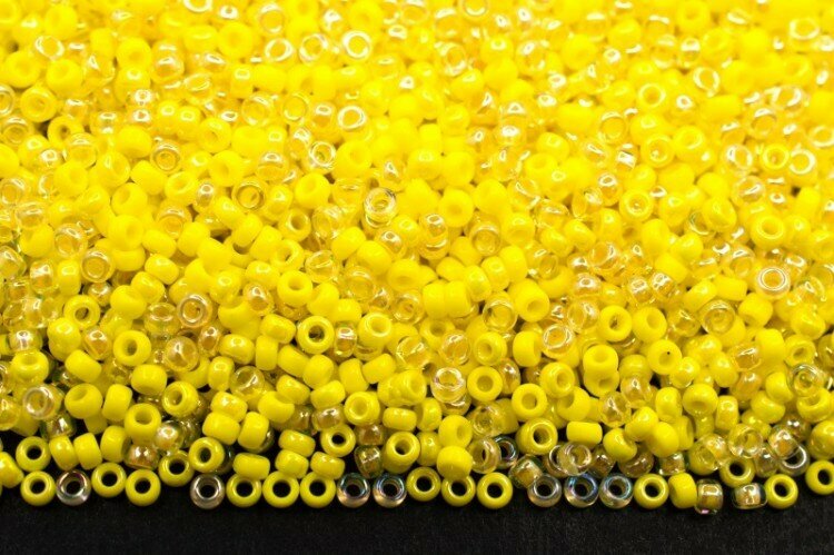 Бисер японский MIYUKI круглый 15/0 MIX47 оттенки желтого, микс Yellow Medley, 10 грамм