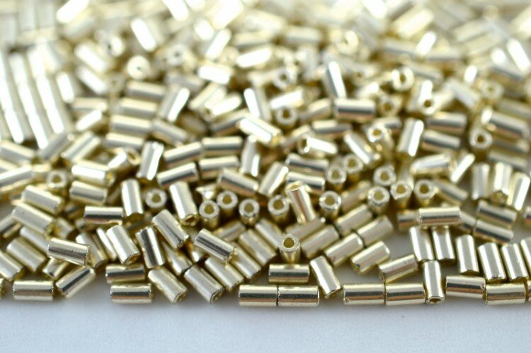 Бисер японский TOHO Bugle стеклярус 3мм #0558 алюминий, гальванизированный, 5 грамм