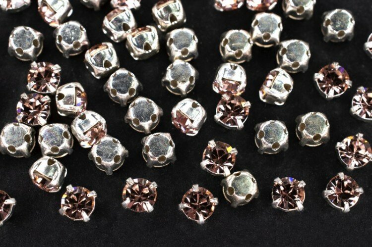 Шатоны Preciosa Maxima 4мм в оправе, цвет vintage rose DF/silver, 63-126, 10шт
