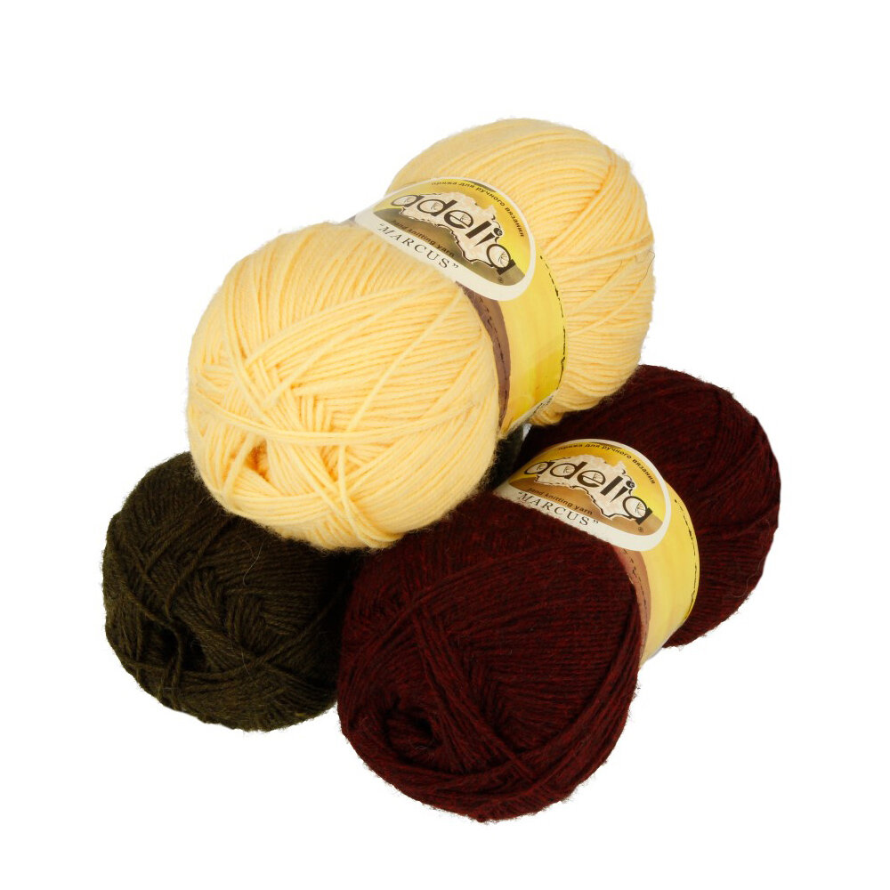 ADELIA MARCUS пряжа 60% полиэстер 40% шерсть, 100 г, 375 м для вязания спицами и крючком цвет №20 св. фиолетовый (1шт)