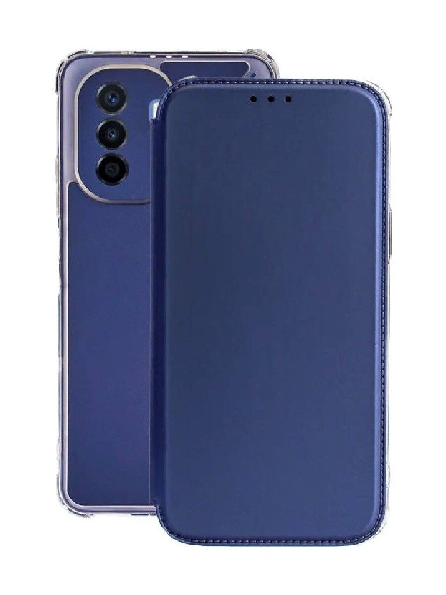 Чехол-книжка на Huawei Nova Y70 с противоударным бампером с усиленными углами Синий