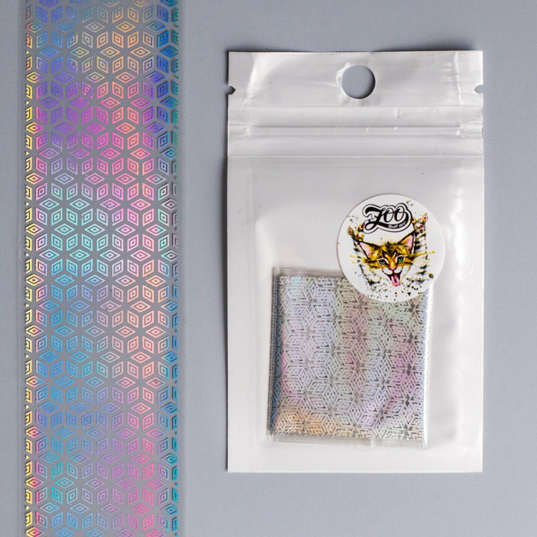 Фольга переводная Zoo Nail Art №1468 хром голография кубики, 4*50 см