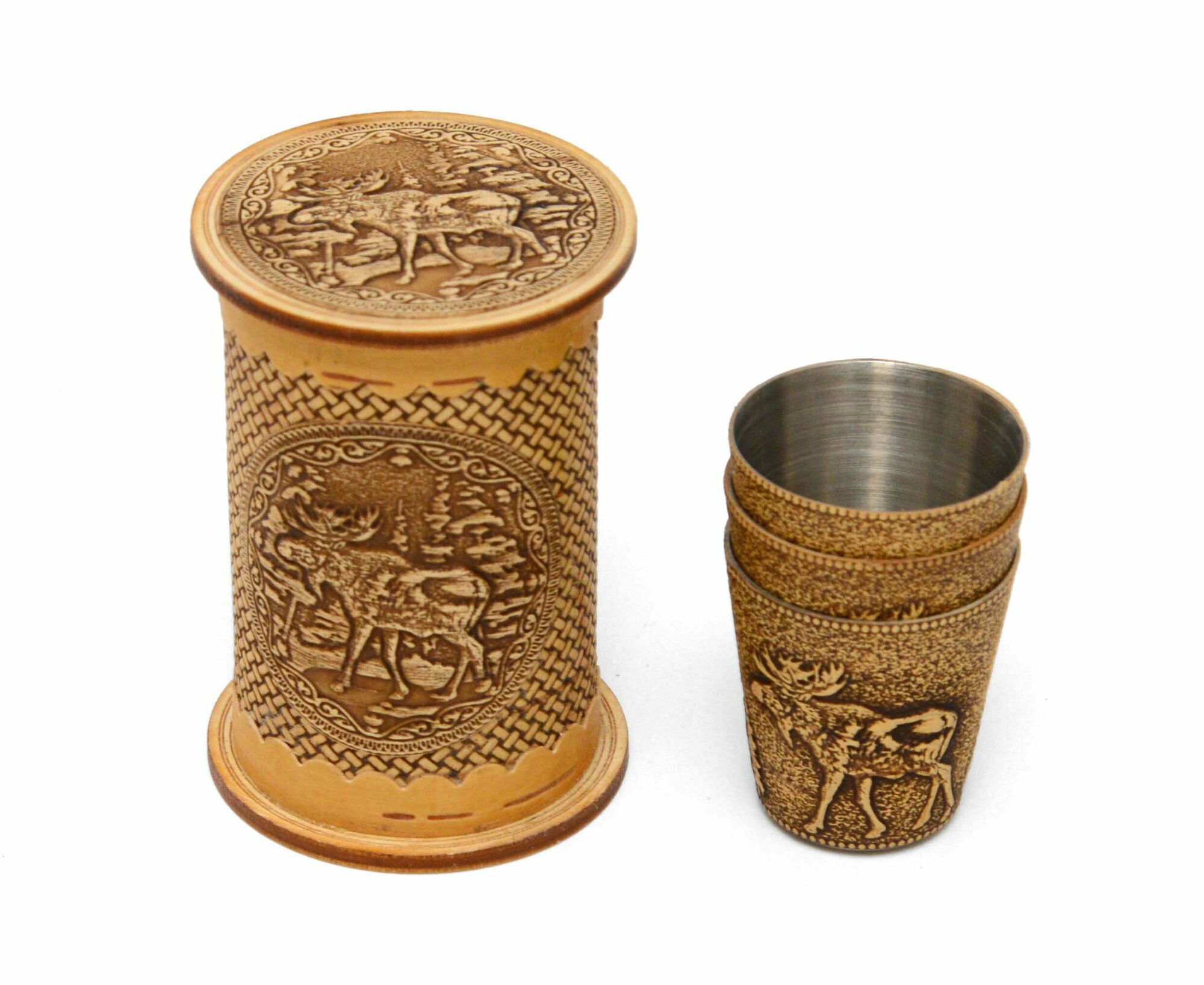 Набор стопок в футляре маленький "Лось" из 3-х шт D5,5 H8