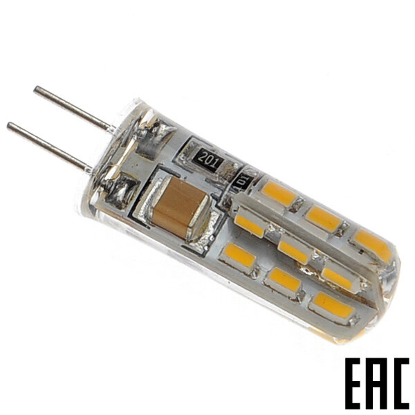 Лампа светодиодная "капсула" силикон т/б свет 1,4Вт 651200 GLDEN-G4-3-S-220-2700К 220В General (8 шт. в комплекте)