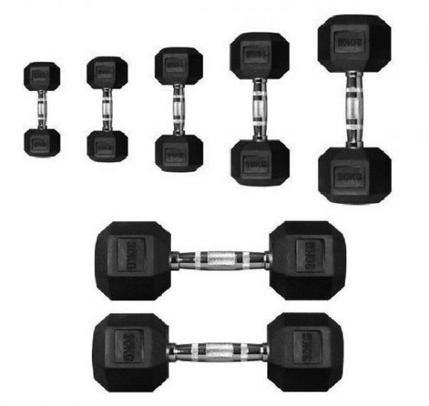 Гантель гексагональная Perform Better Rubber Encased Hex Dumbbells 20 черный