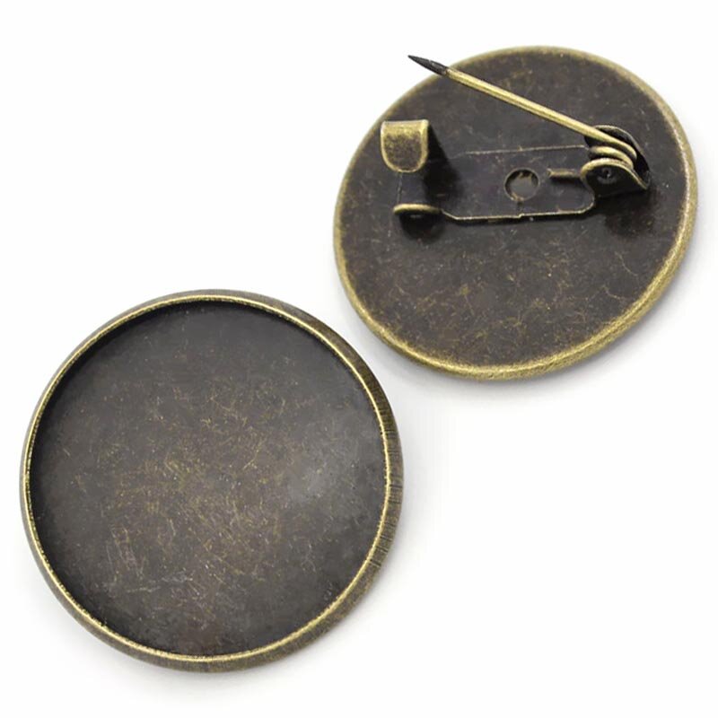 Фурнитура для бижутерии Круглая булавка 0000818 бронзовый цвет 22 мм (диаметр платформы 20 мм), цена за 1 шт.