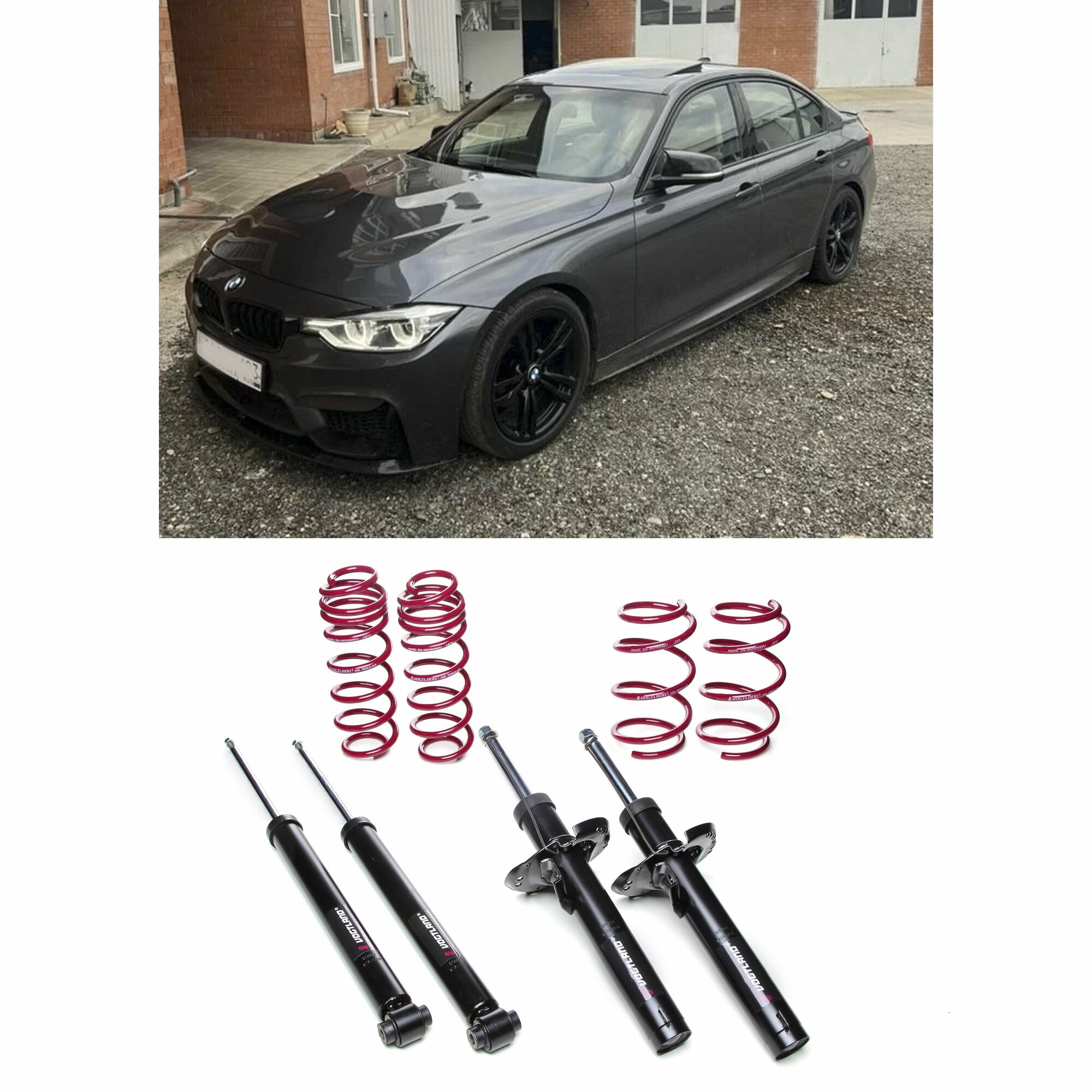 BMW 3er F30 седан 02.2012- 2wd комплект подвески с занижением -30мм амортизаторы и пружины Vogtland 960671