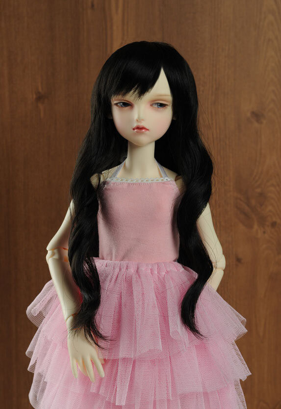 Dollmore Junsa HT Wig black (Длинный Парик Юнса - чёрный для кукол Доллмор размер 7-8 дюймов)