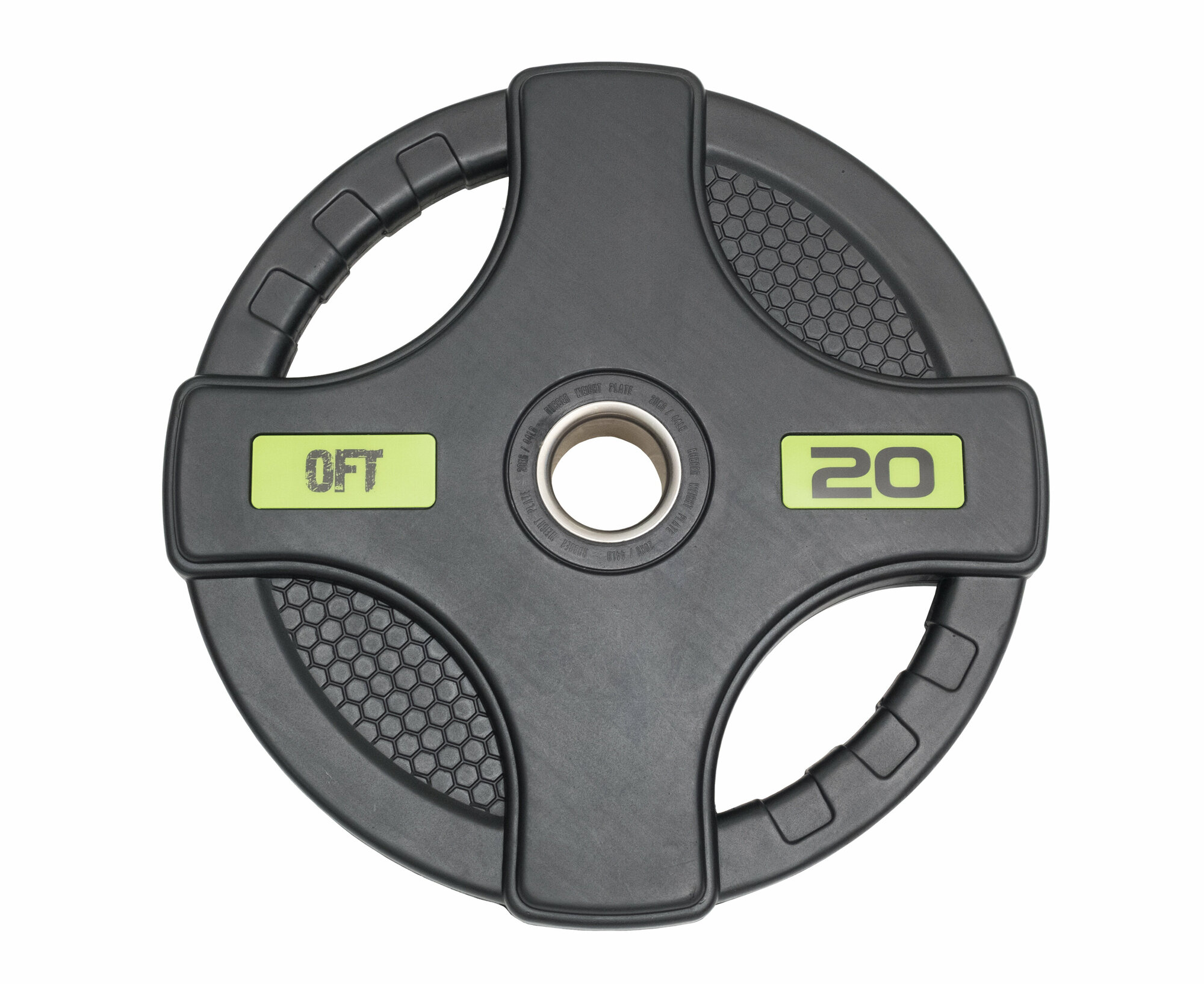 Диск олимпийский обрезиненный Original FitTools черный с двумя хватами 20 кг