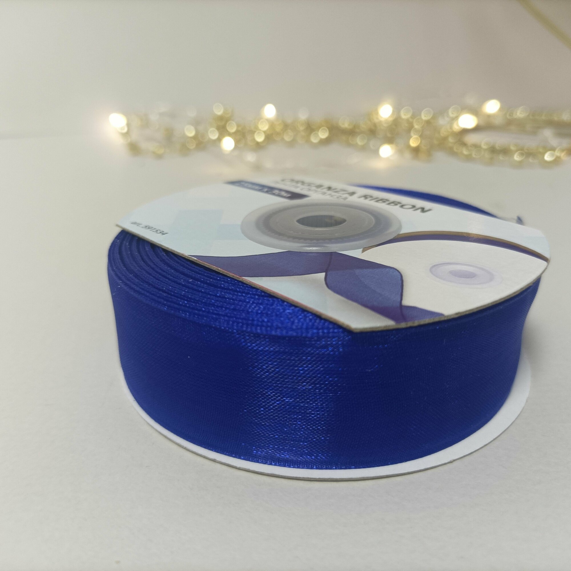 Лента органза синяя 25 мм 30м